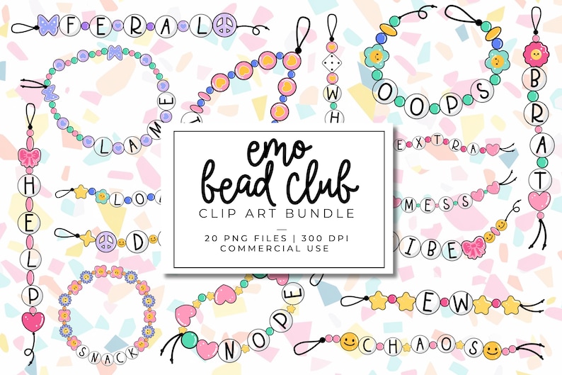 Emo Bead Club Clipart Bundle, Funny Friendship Bracelet Word Art, Short ...