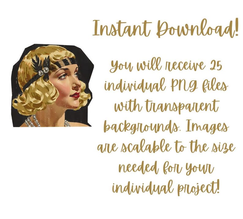 1920s Glam Clipart Bundle, 1920s Party Clip Art, 20s PNG Images ...