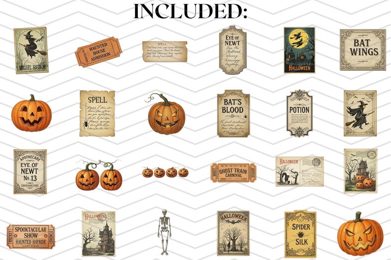 Vintage Halloween Ephemera Clipart Bundle | Witchy Junk Journal ...
