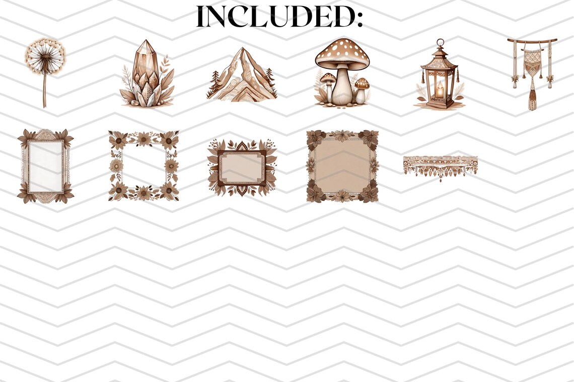 Neutral Boho Doodles Clipart Bundle | Earthy Rainbow Pngs, Abstract ...