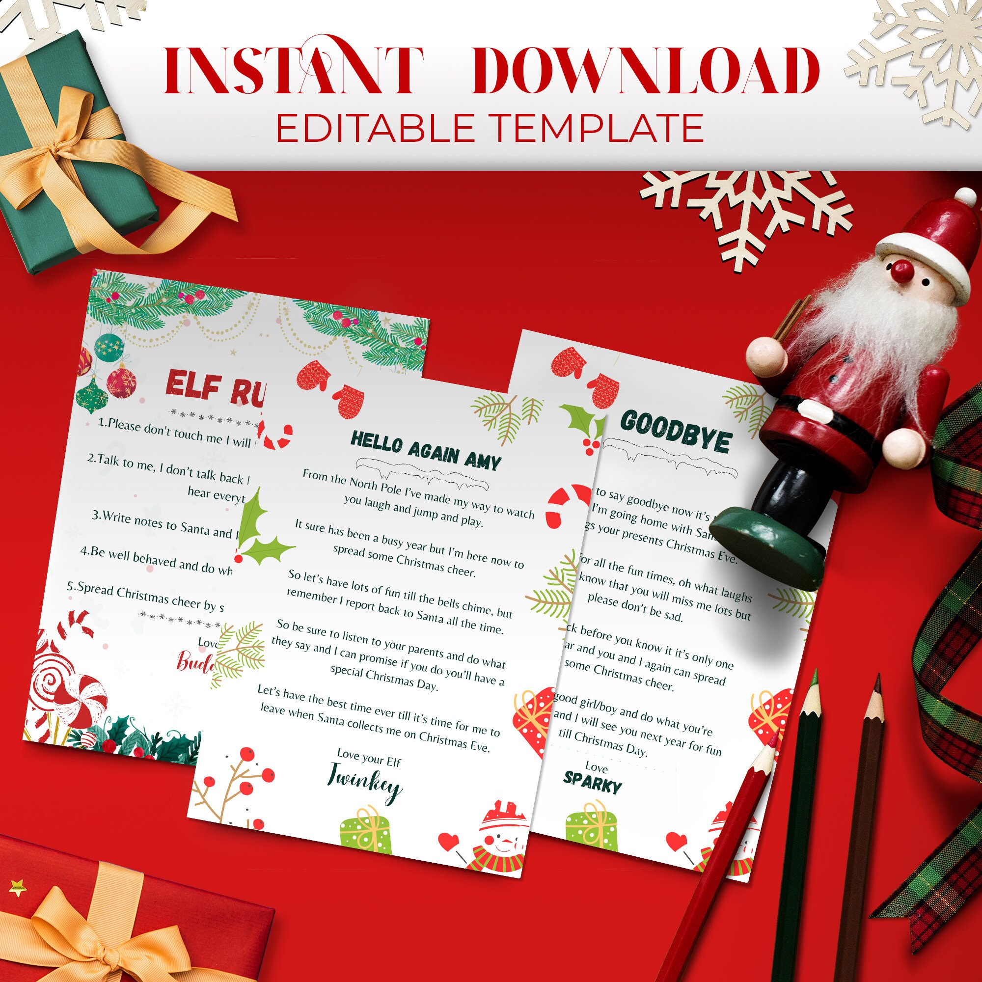 EDITABLE Elf Arrival and Goodbye Letter and Elf Rules Bundle ...