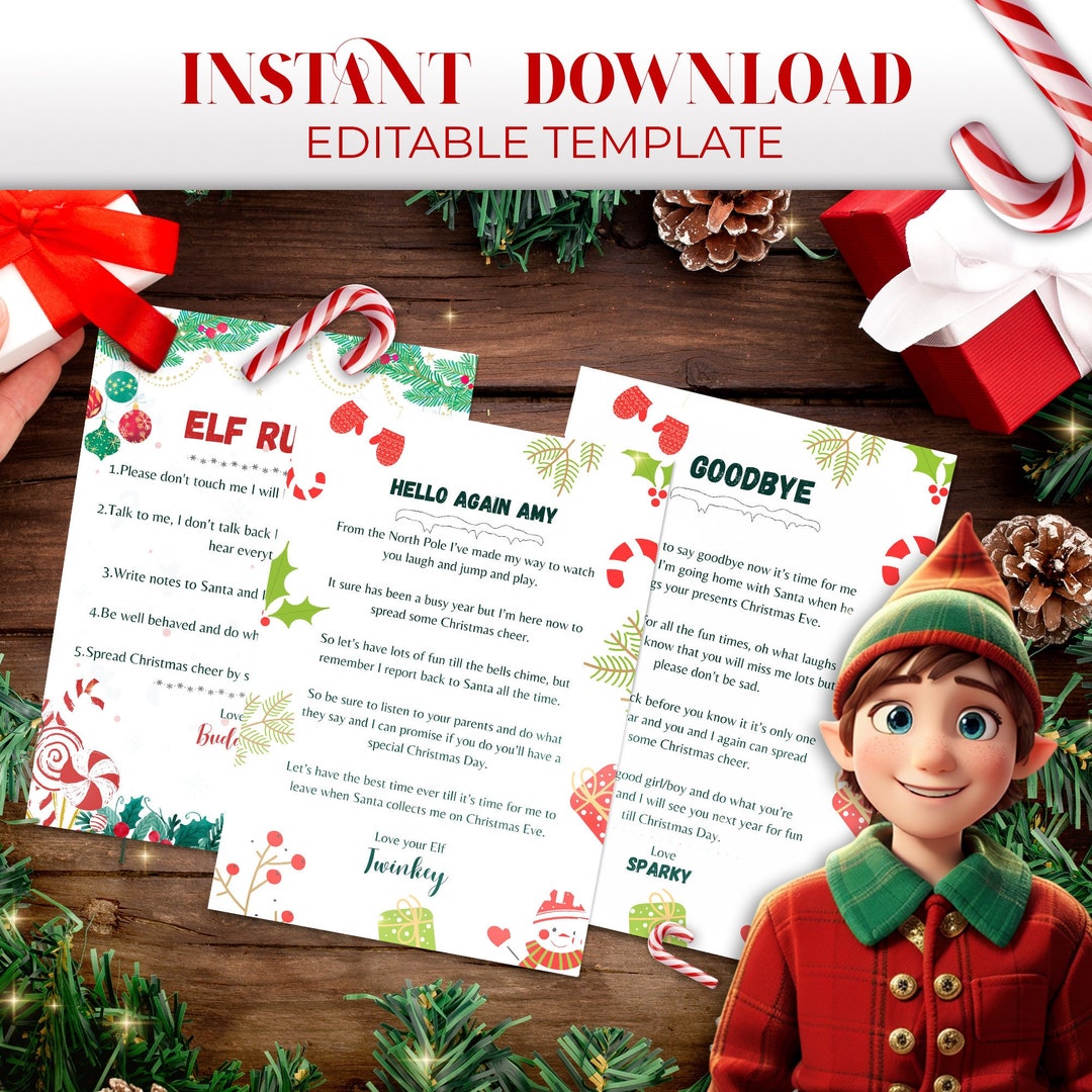 EDITABLE Elf Arrival and Goodbye Letter and Elf Rules Bundle ...