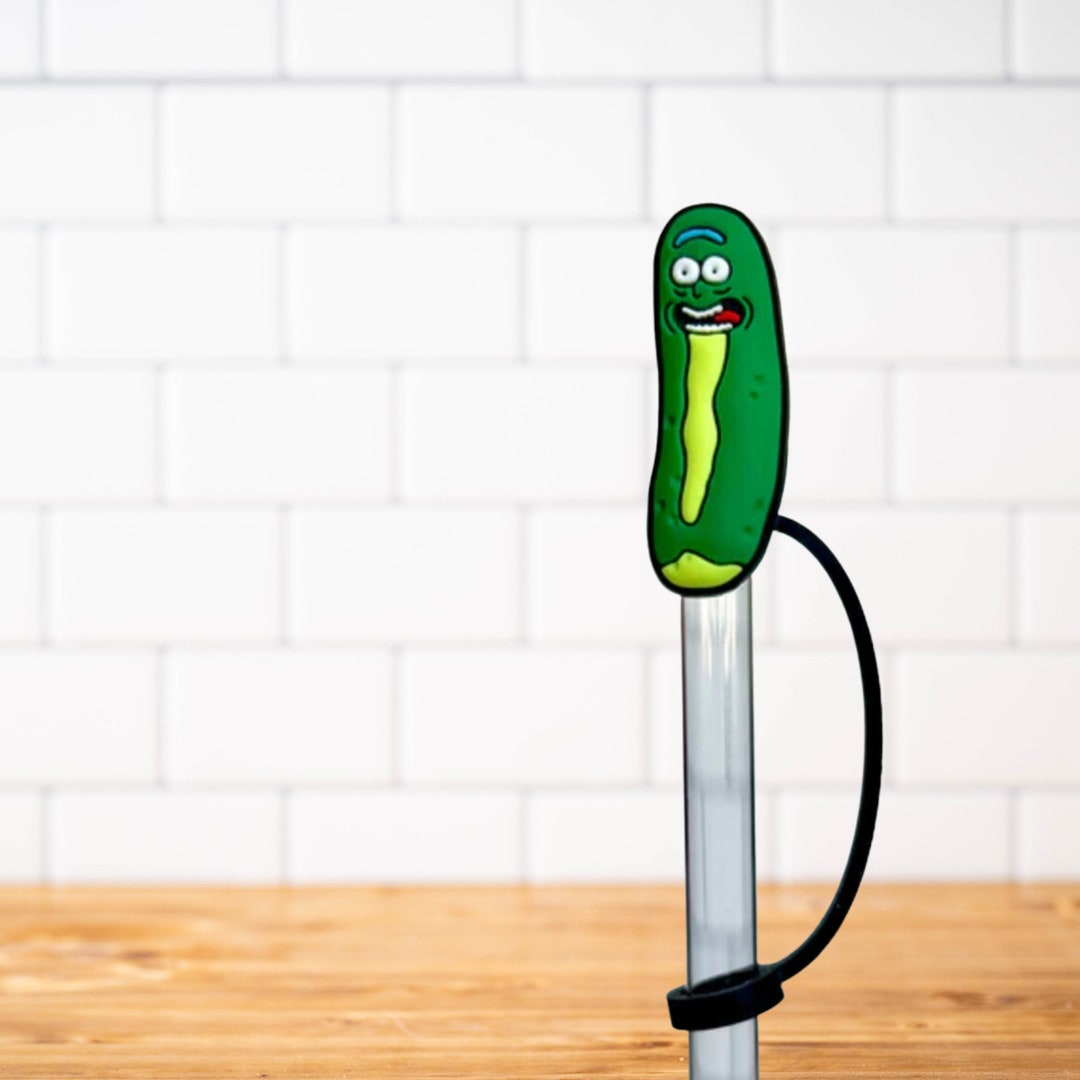 Pickle Rick of Rick and Morty Silicone Straw Topper for Travel Water ...