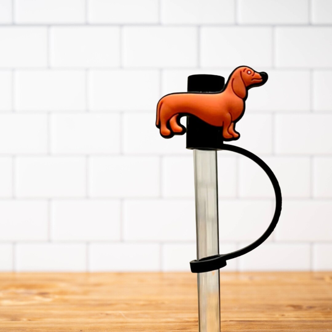 Weiner Dog Dachshund Sausage Dog Silicone Straw Topper for Travel Water ...