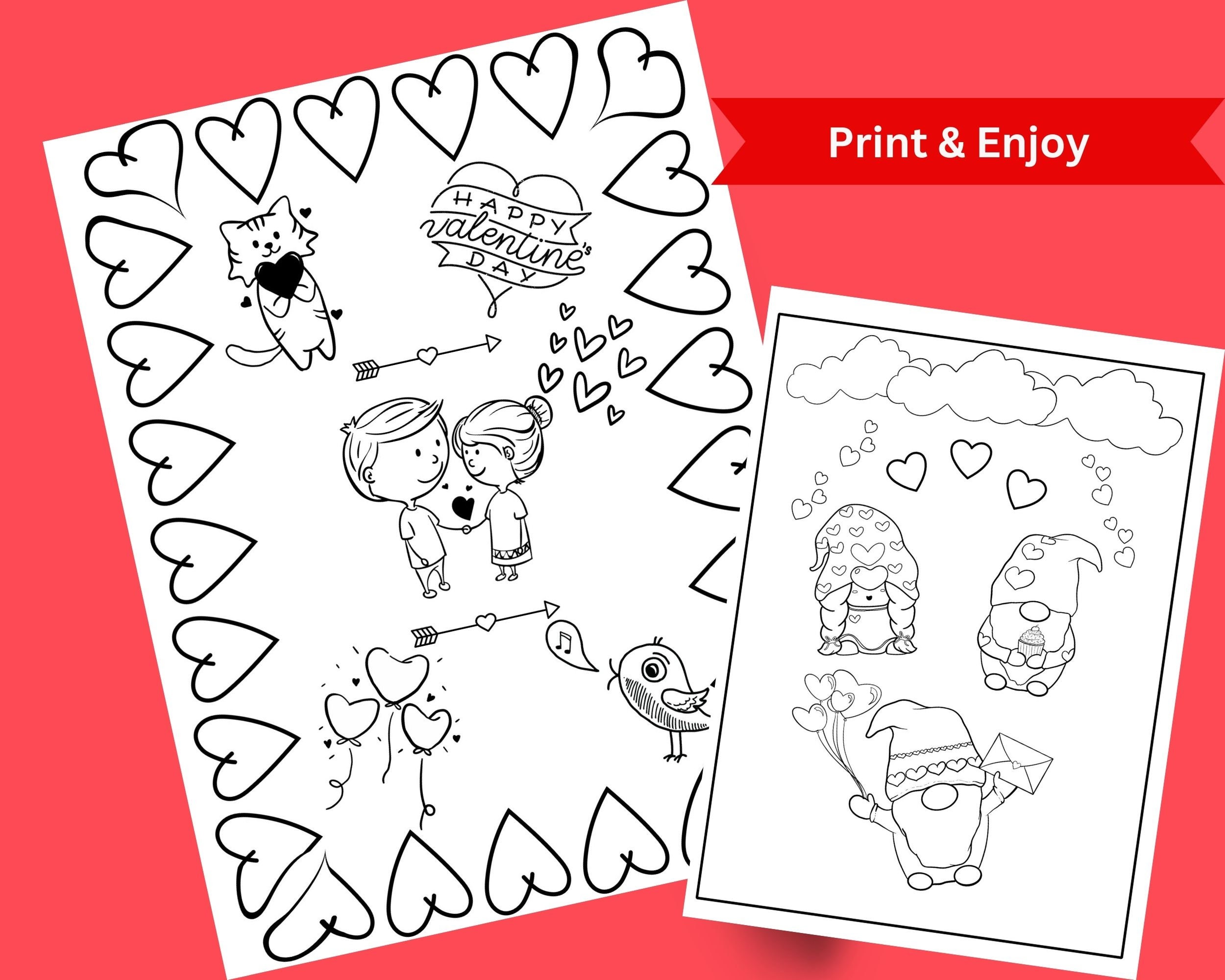 Valentines Day Printable Coloring Pages for Kids Classroom and ...