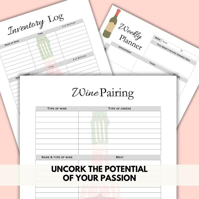 Wine Journal Planner Digital Tasting Log Inventory Log Food Wine ...