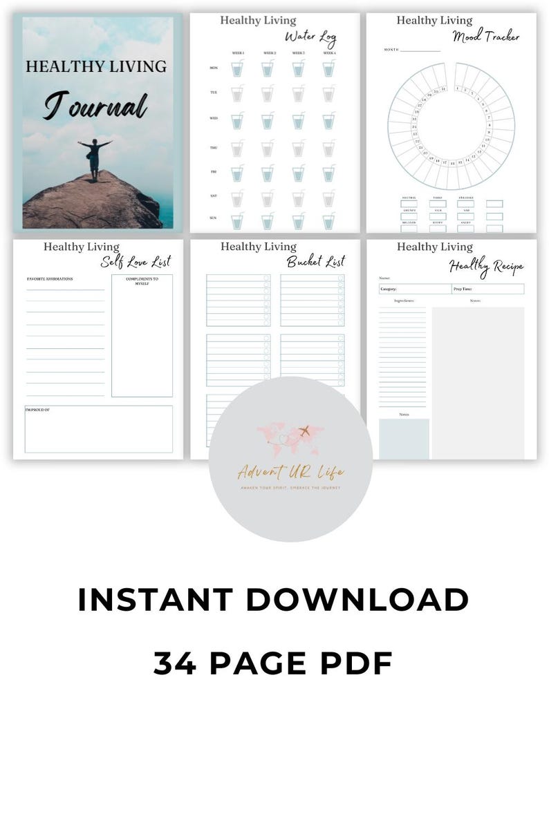 Healthy Living Journal Track Daily Activities Boost Motivation Achieve ...