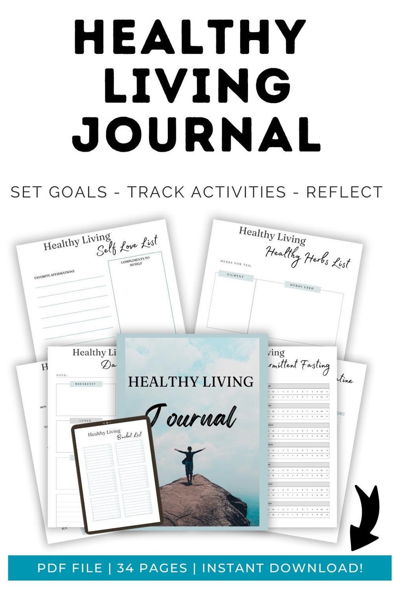 Healthy Living Journal Track Daily Activities Boost Motivation Achieve ...