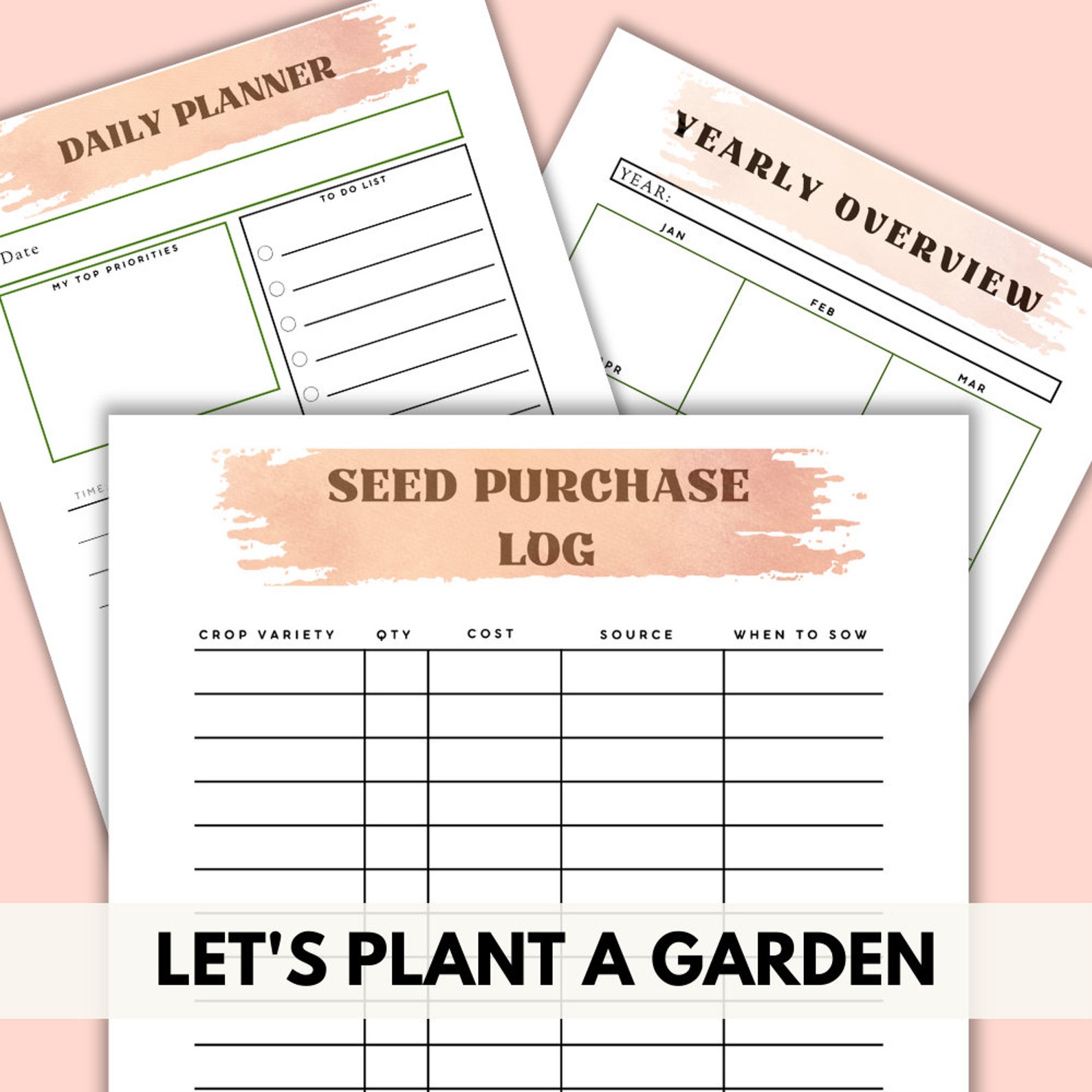 Printable Garden Planner: Planting Schedule, Layouts, Harvest Log (PDF ...