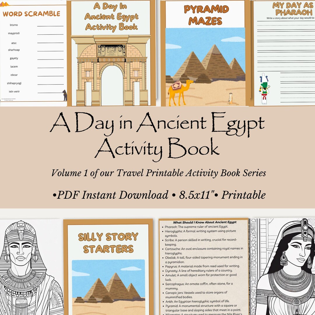 Egypt Activity Book for Kids, Printable Travel Workbook, Egypt ...