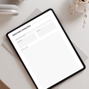 Professional Meeting Minutes Template | Editable PDF for Business Notes ...