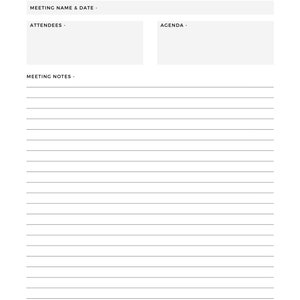 Professional Meeting Minutes Template | Editable PDF for Business Notes ...