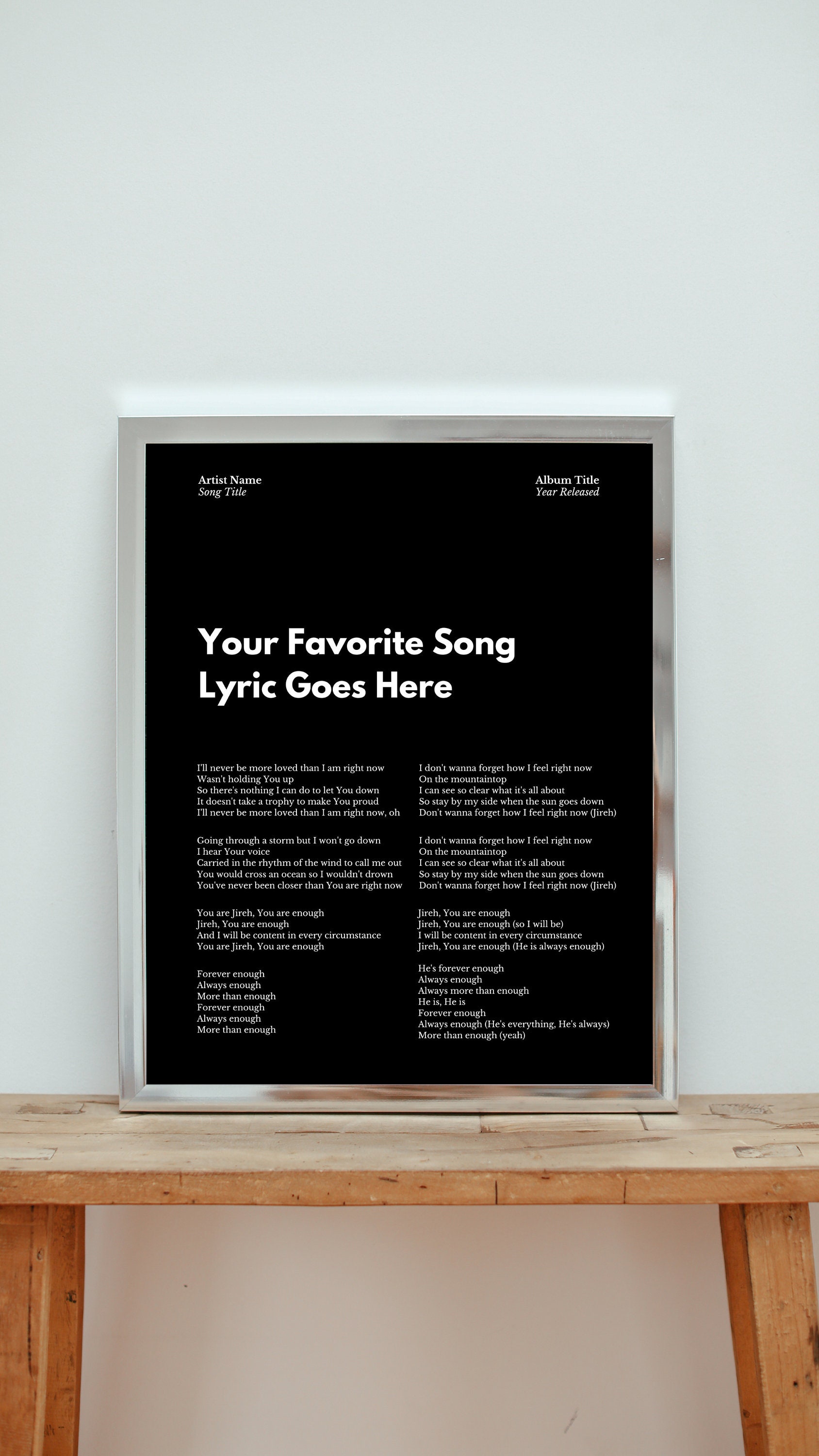 Personalized Song Lyric Art Print Custom Wall Decor, Custom Gift ...