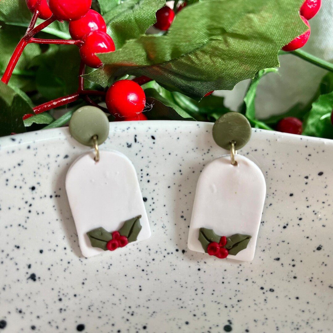 Mistletoe Minimalist Holiday Christmas Winter Handmade Polymer Clay ...