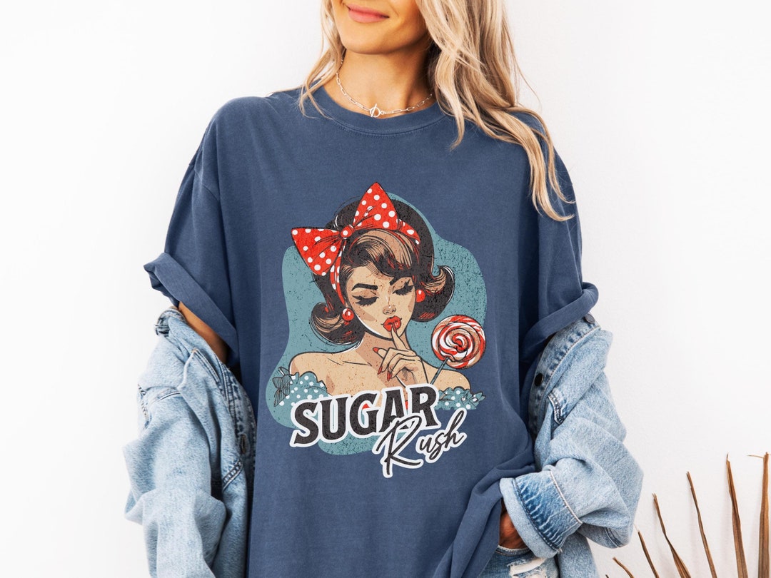 Retro Pin-up Girl T-shirt Comfort Colors Pin-up Shirt Aesthetic Girl Shirt Vintage Pin-up Girl T ...