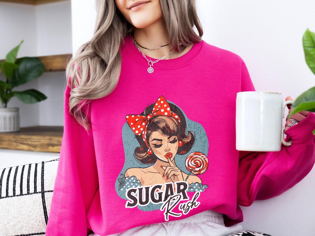 Retro Pin-up Girl Sweatshirt Pin-up Sweatshirt Aesthetic Girl ...