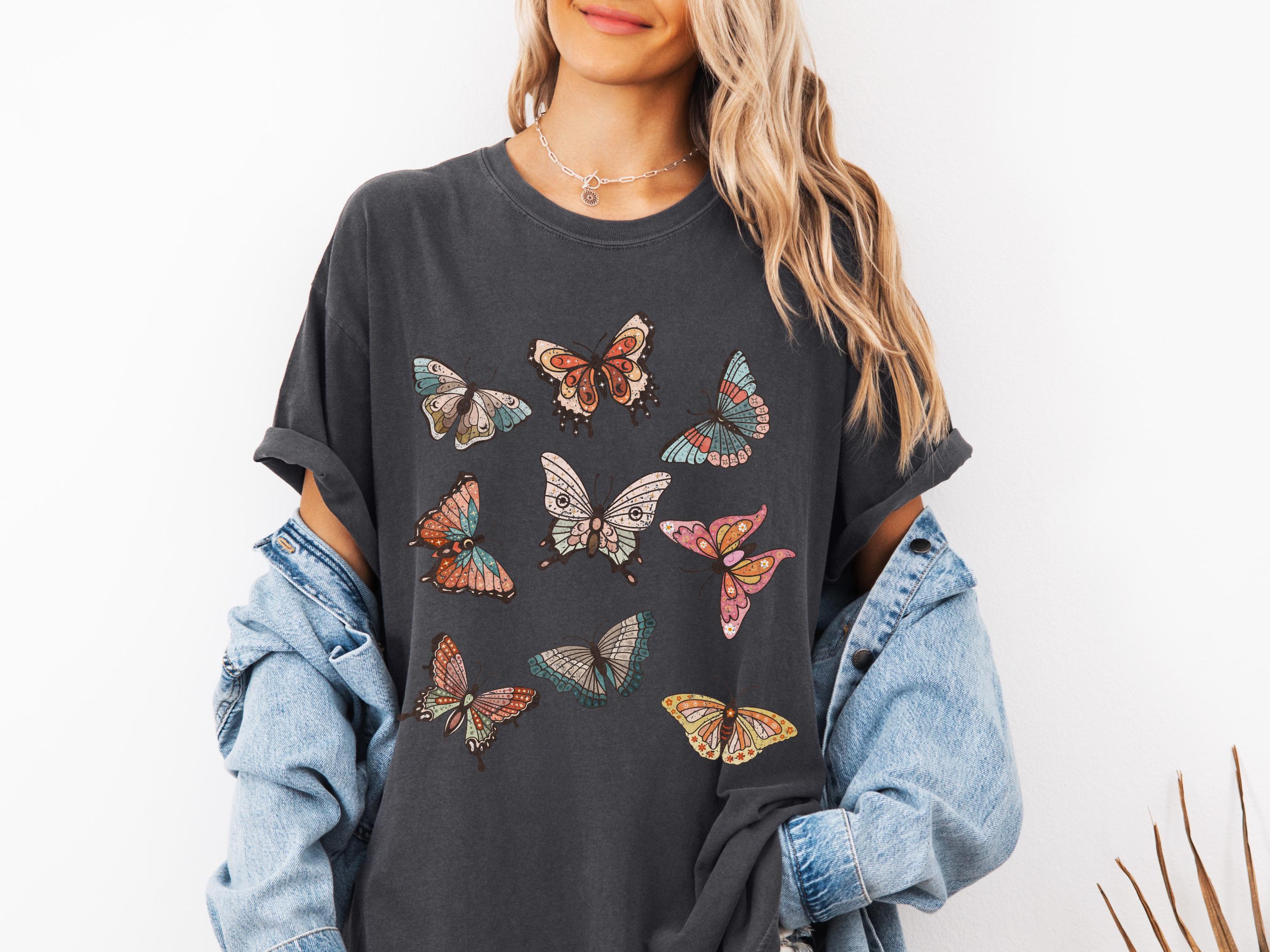Vintage Butterflies T-shirt Comfort Colors Graphic Tee Distressed ...