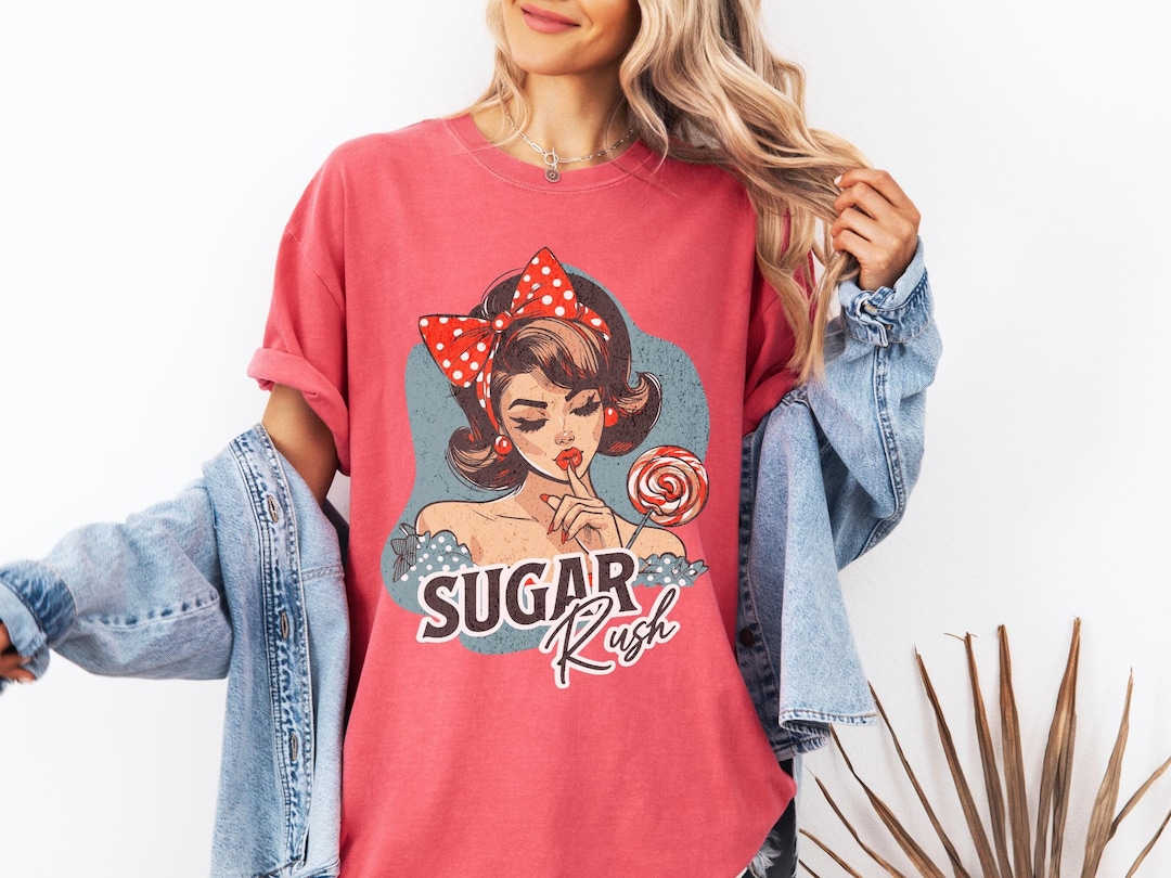 Retro Pin-up Girl T-shirt Comfort Colors Pin-up Shirt Aesthetic Girl Shirt Vintage Pin-up Girl T ...