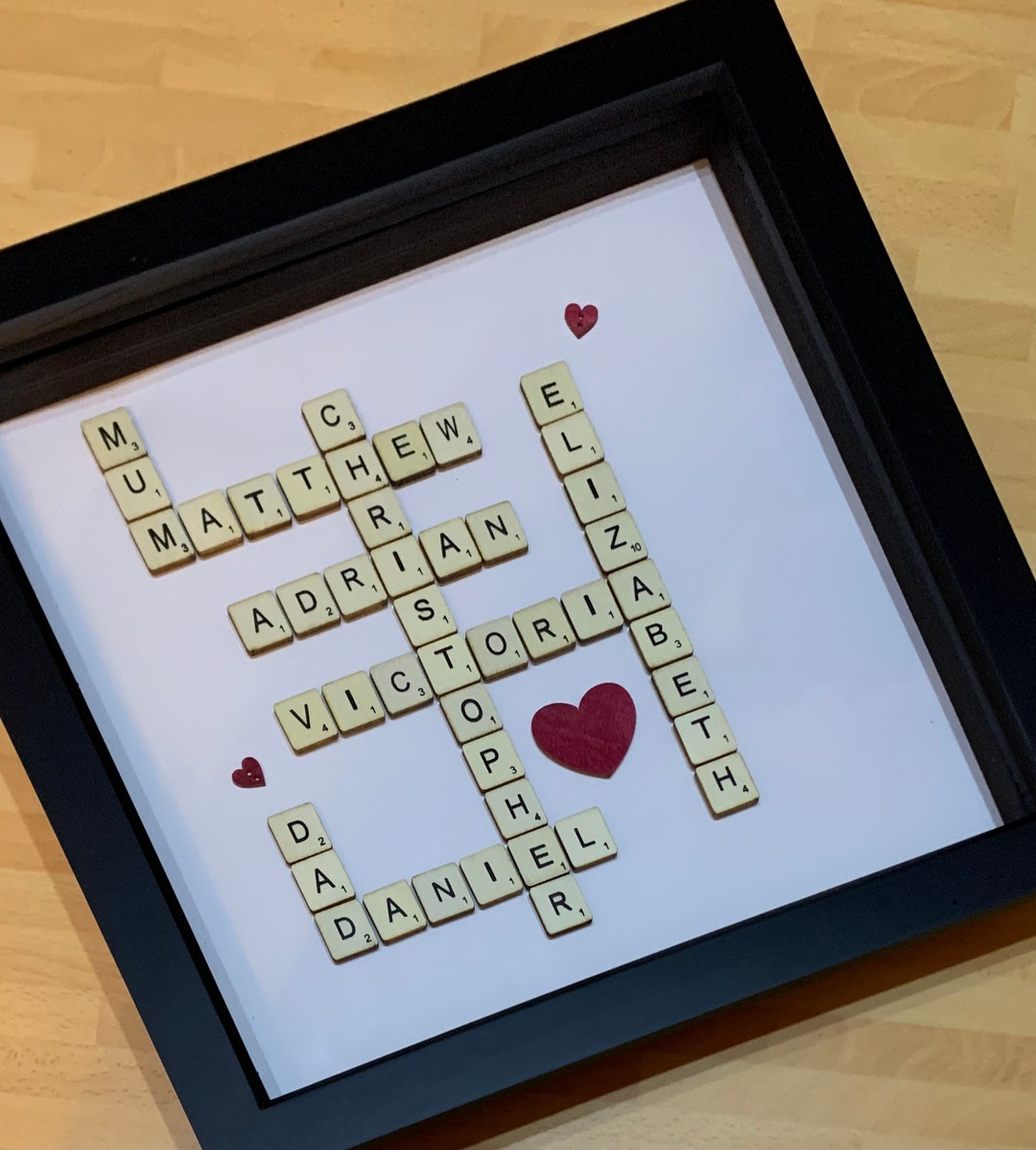 Personalised Scrabble 3D Box Frames Scrabble Family Names Handmade ...