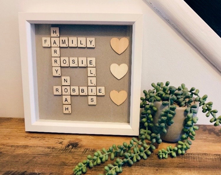 Personalised Scrabble 3D Box Frames Scrabble Family Names Handmade ...