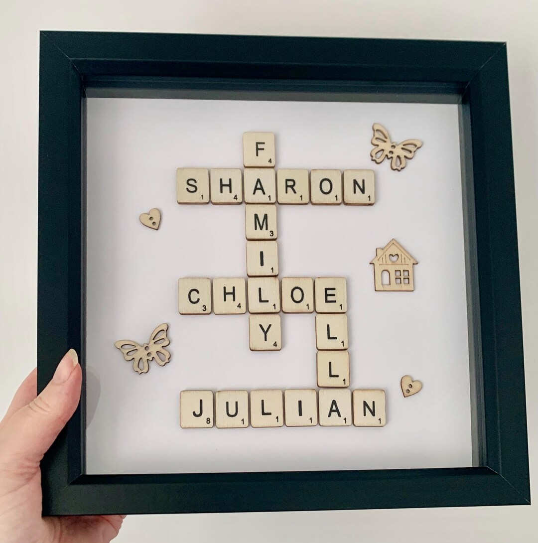 Personalised Scrabble 3D Box Frames Scrabble Family Names Handmade ...