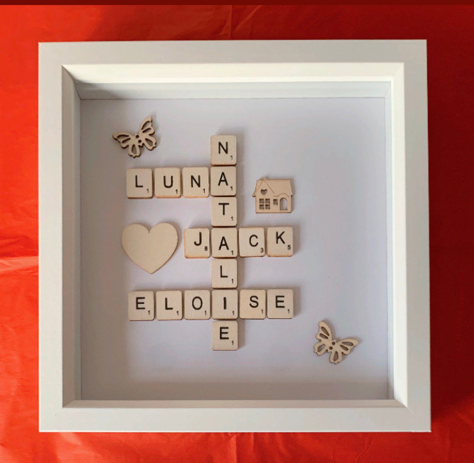 Personalised Scrabble 3D Box Frames Scrabble Family Names Handmade ...