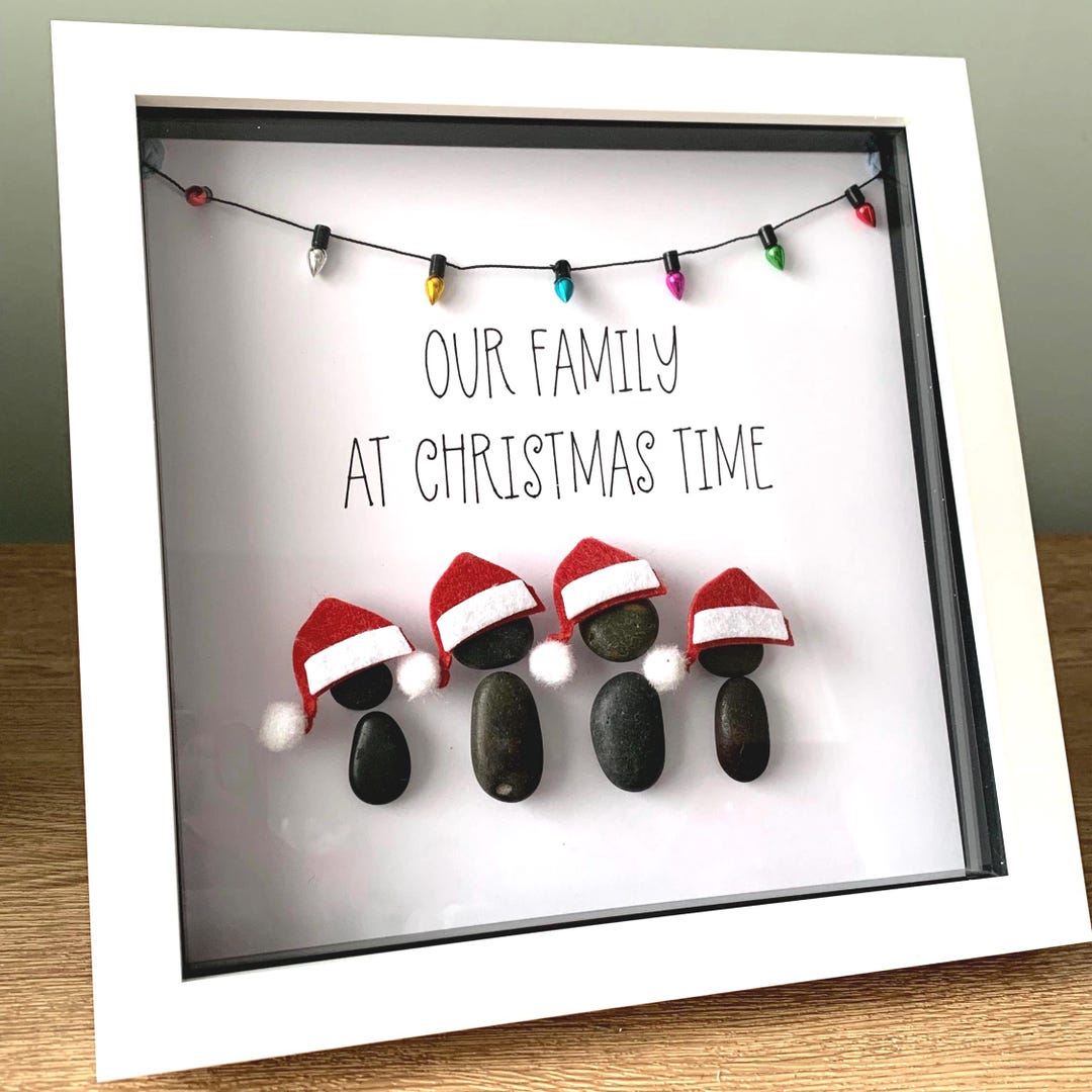 Christmas Family Pebble Art Gift Frame Personalised Keepsake Art Xmas ...
