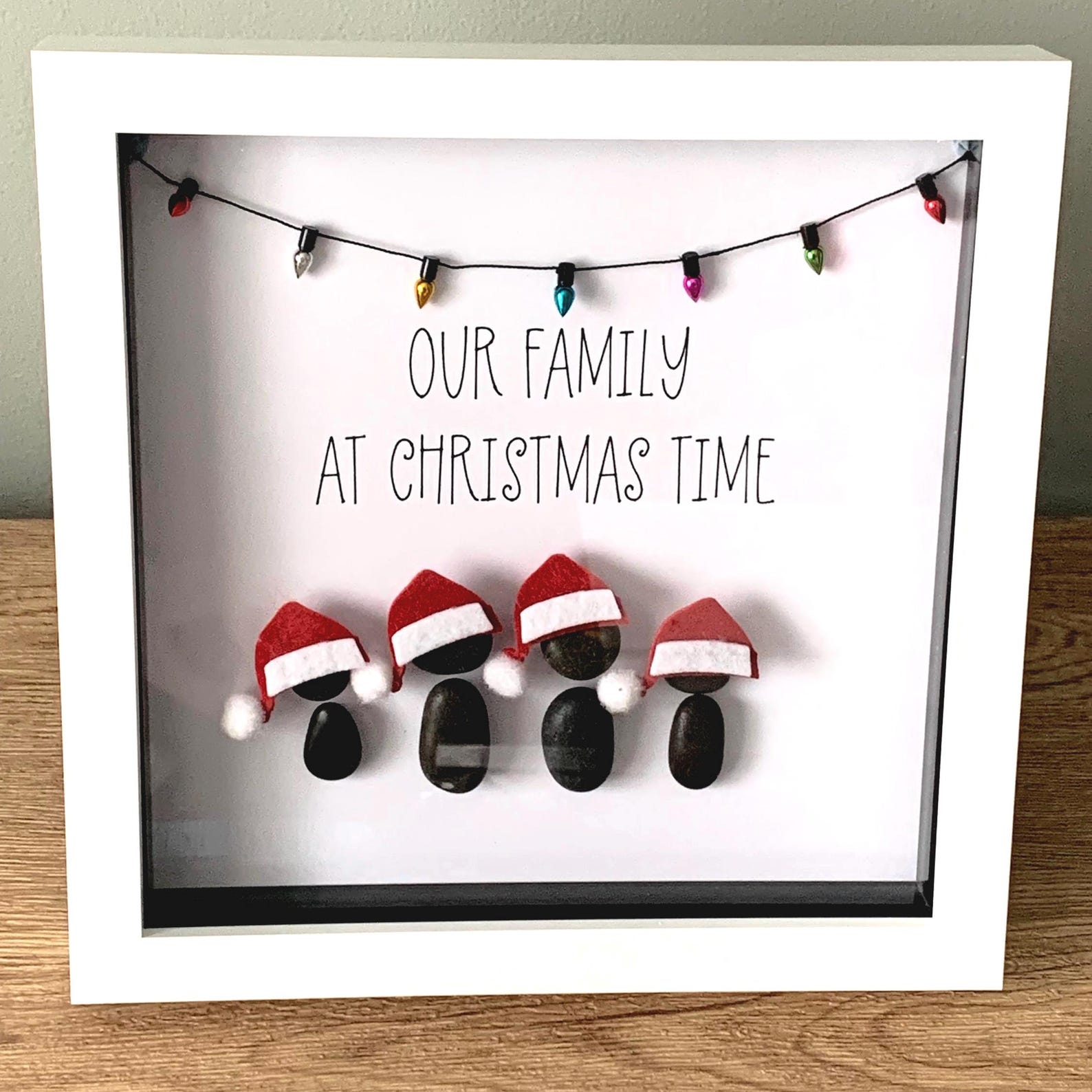 Christmas Family Pebble Art Gift Frame Personalised Keepsake Art Xmas ...