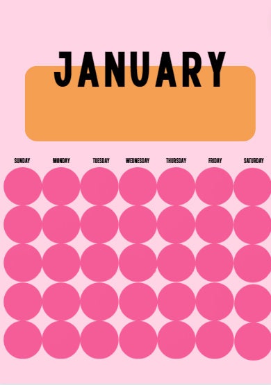 Undated Calendar, Printable Calendar, Bright & Bold - Etsy