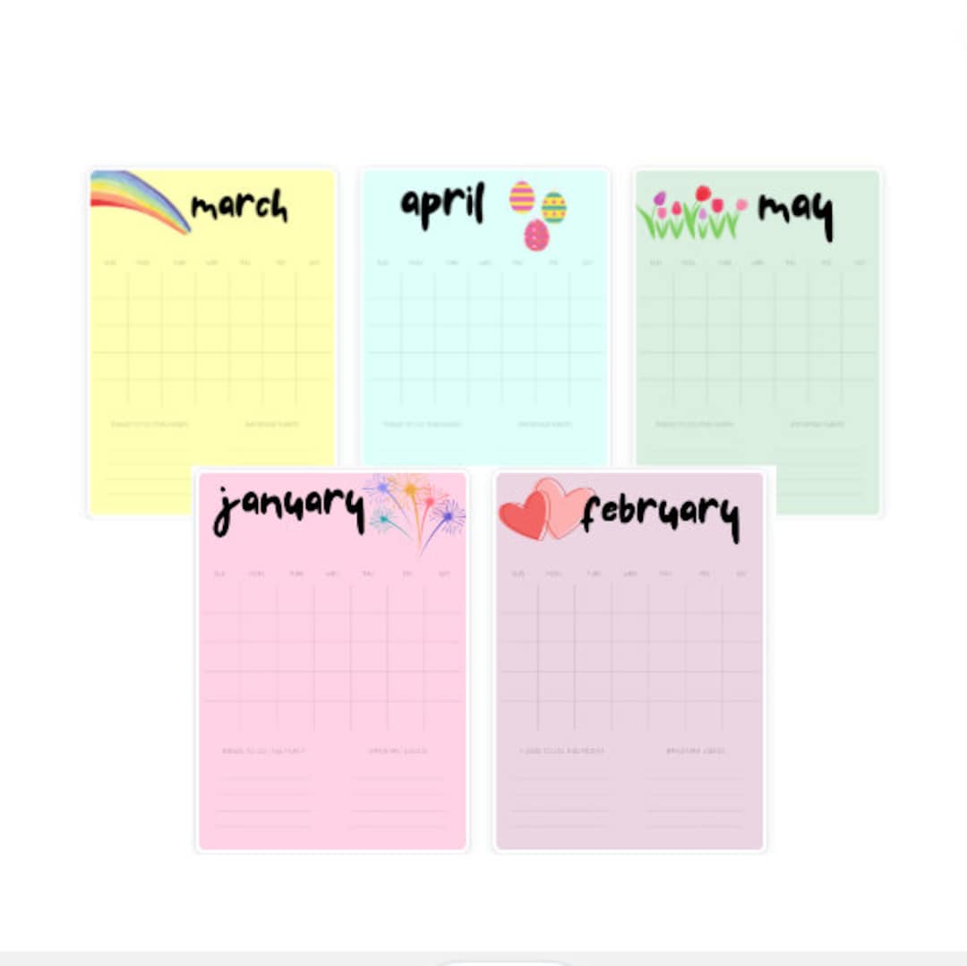 Undated Calendar, Printable Calendar, Graphics - Etsy