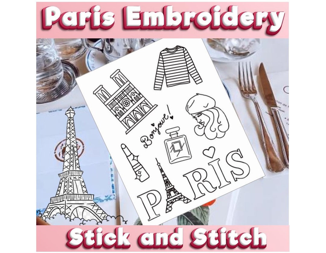 Paris Love Embroidery Pattern - Etsy