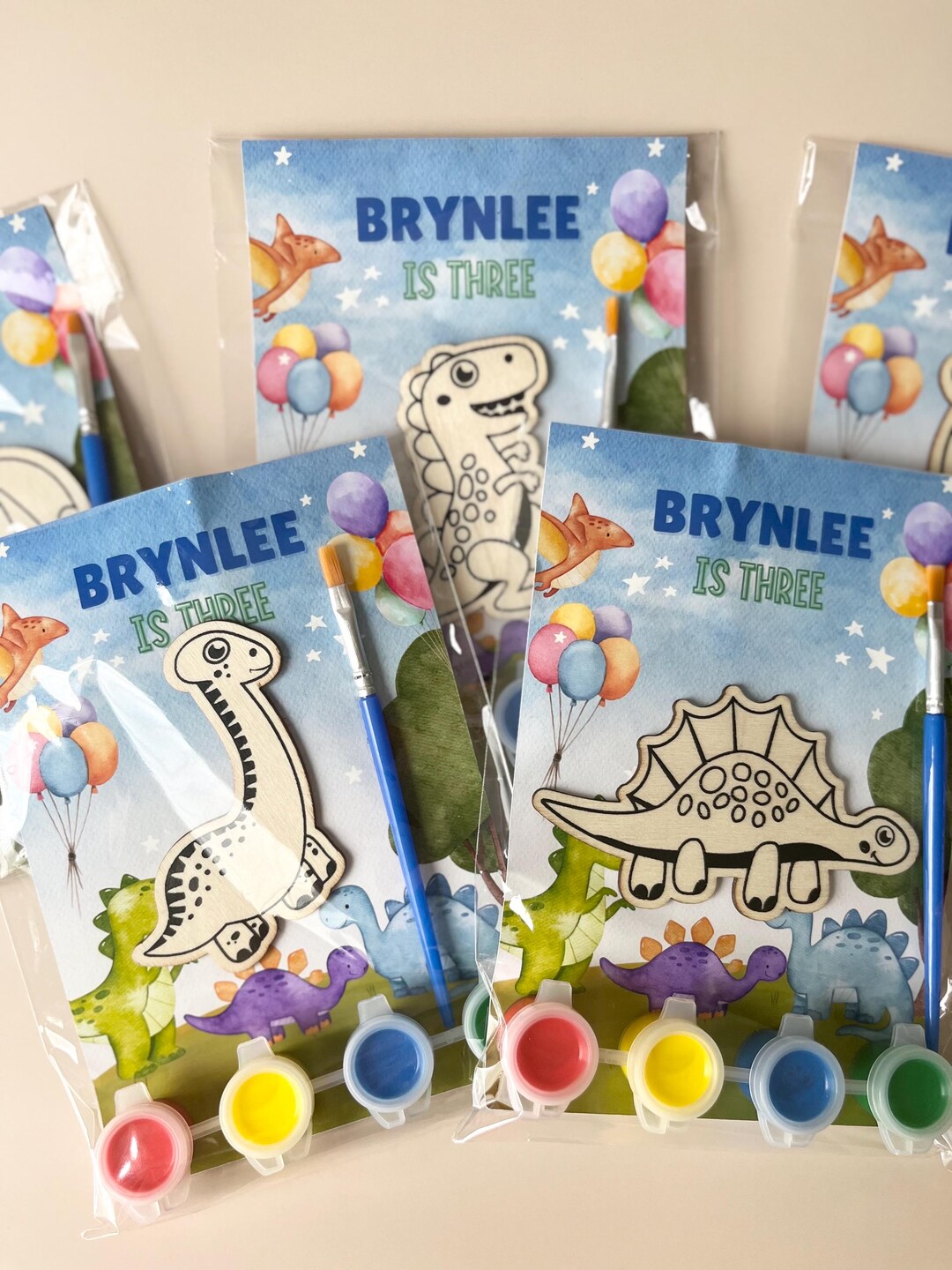 Personalized Dinosaur Favor Bag Craft Kit Kids Painting Set Birthday ...