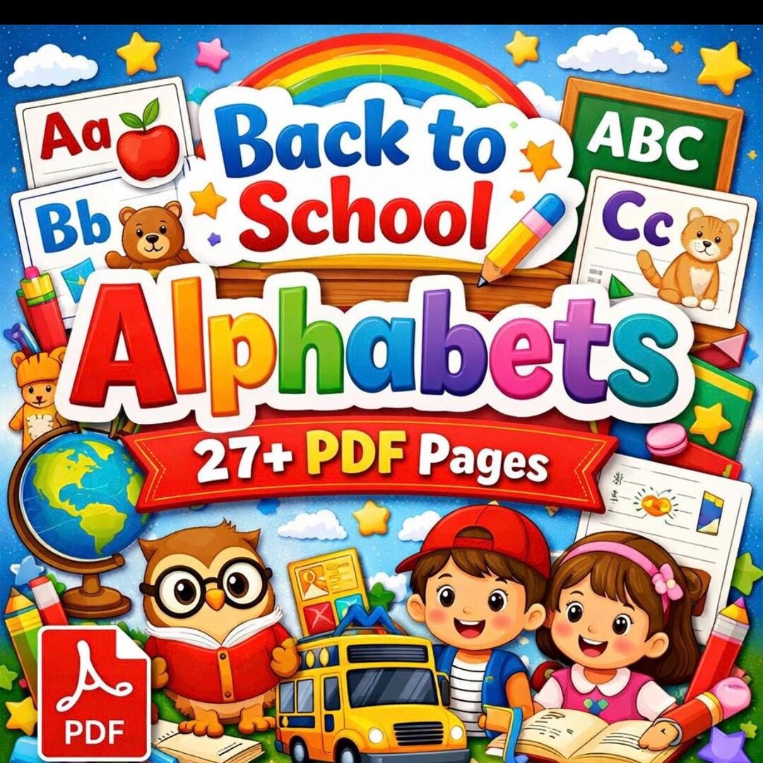 Back to School Alphabet Coloring Pages PDF | ABC Coloring Book for Kids ...