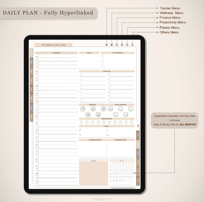 All-in-one Digital Planner| Daily, Weekly, Monthly | 2024-2025 - Etsy