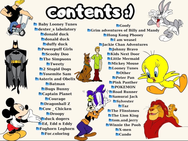 2000+ Cartoon Characters Mega Bundle SVG, Cricut Printable Clipart ...