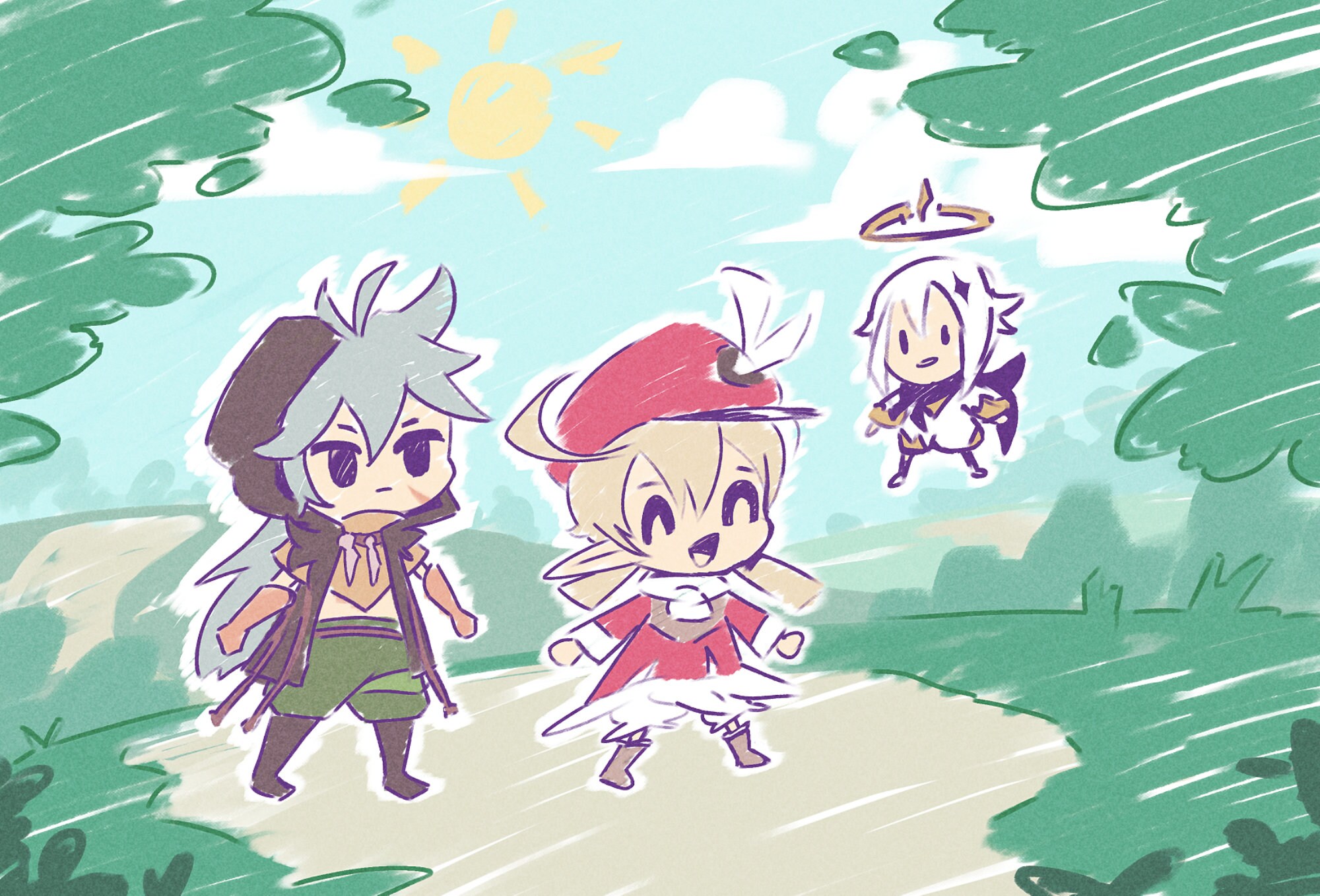 Klee, Razor, and Paimon Crayon Doodle Style Genshin Impact 5x7 MINI ...