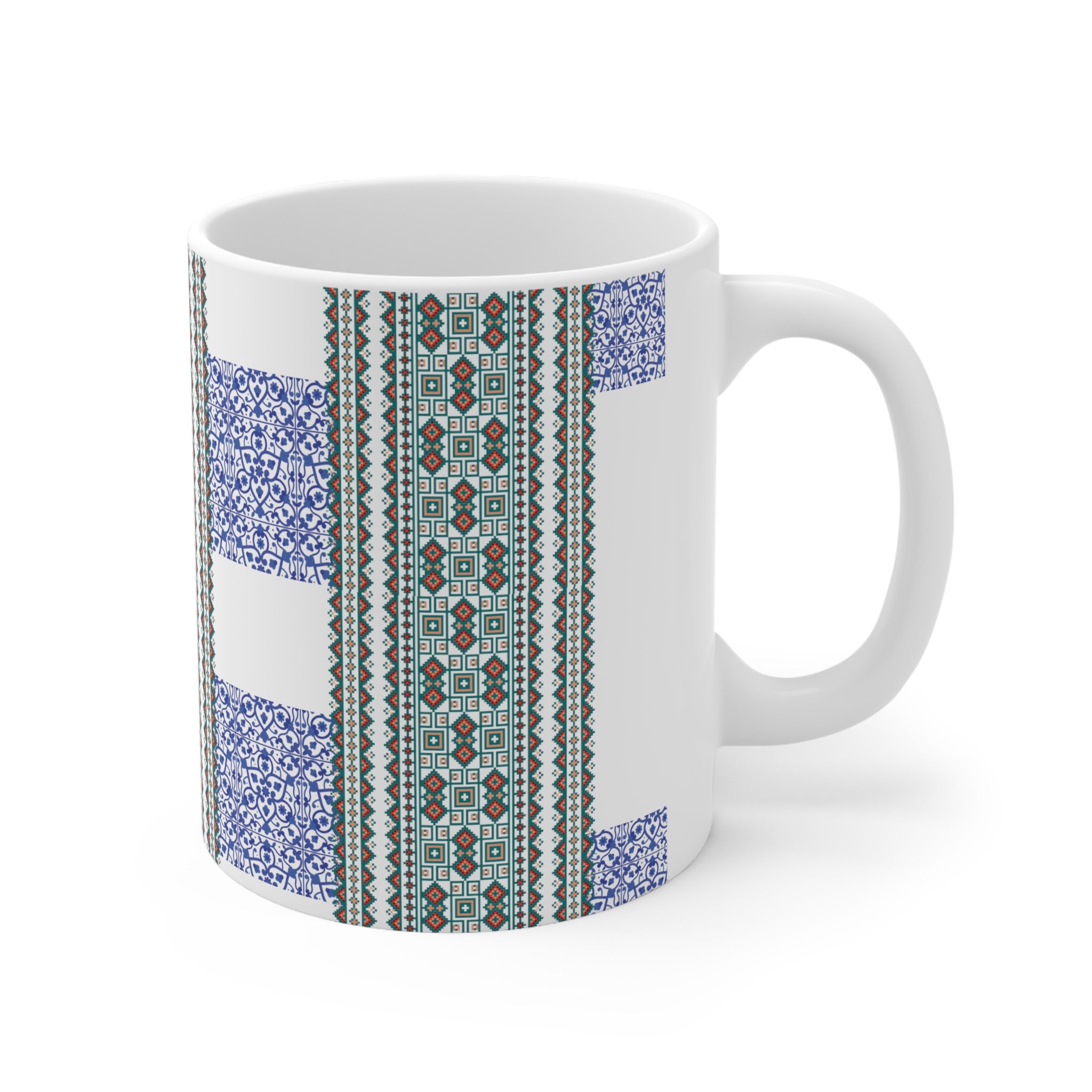 Persian Tiling Art Pattern Cups Embroidery Pattern Elegance Mug Afghan ...
