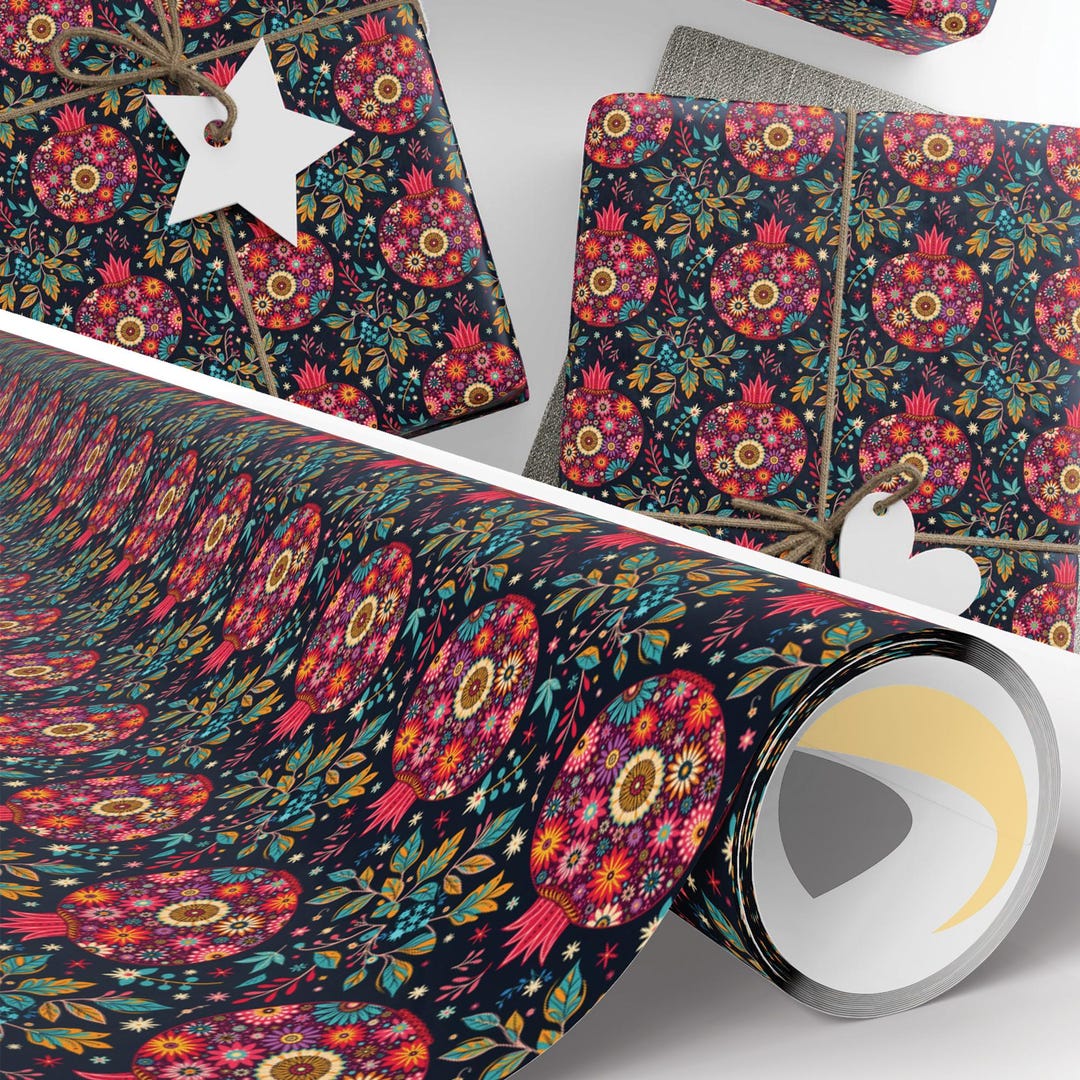 Yalda Night Gift Papers Persian Festival Pomegranate Pattern Wrapping ...