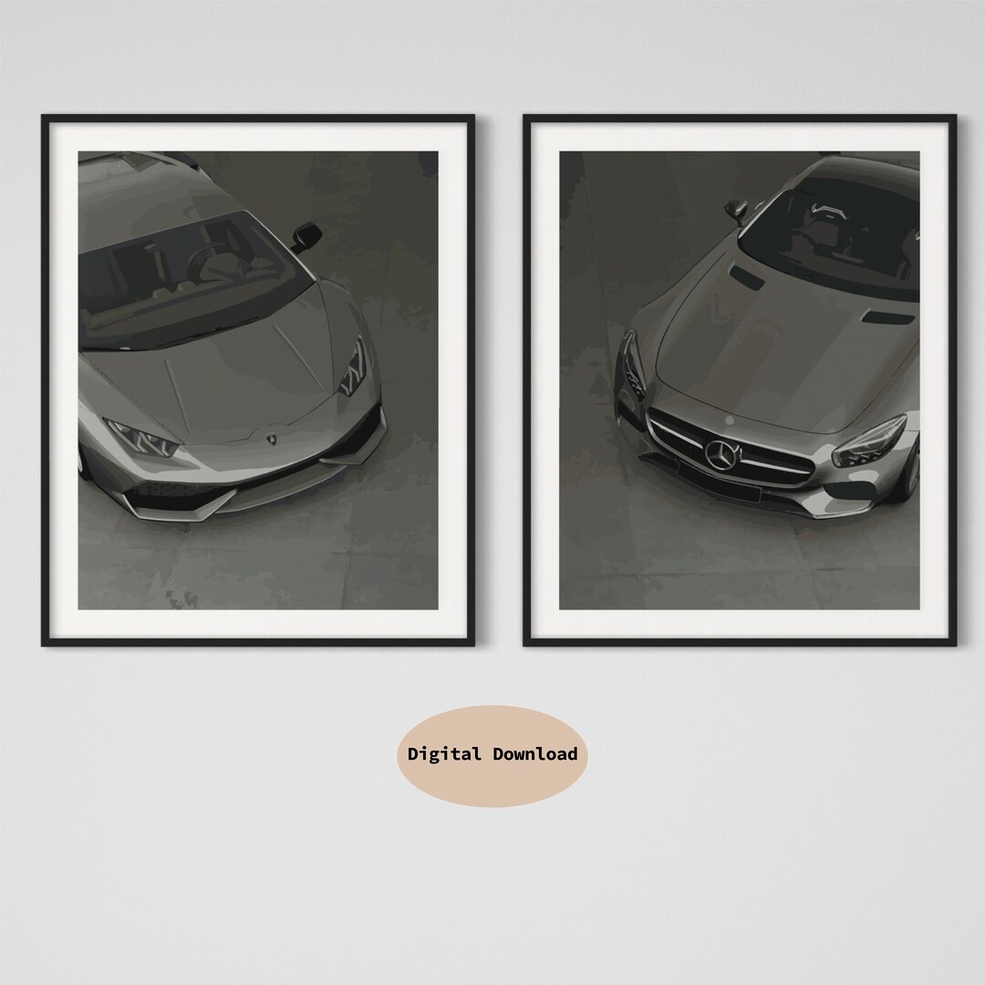 Supercar Art Set Car Poster Digital Wall Art Car Poster Boy Room Decor ...