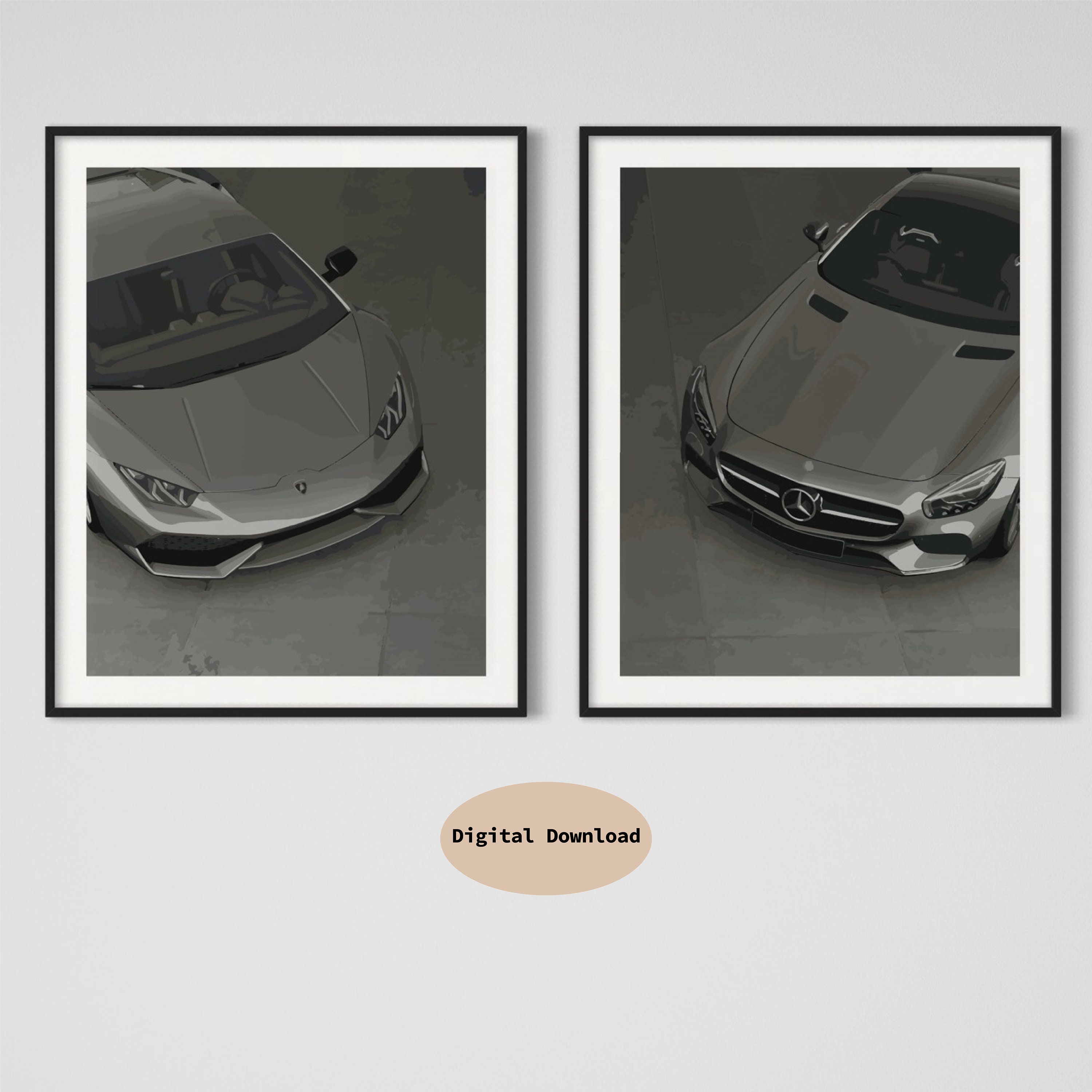 Supercar Art Set Car Poster Digital Wall Art Car Poster Boy Room Decor ...