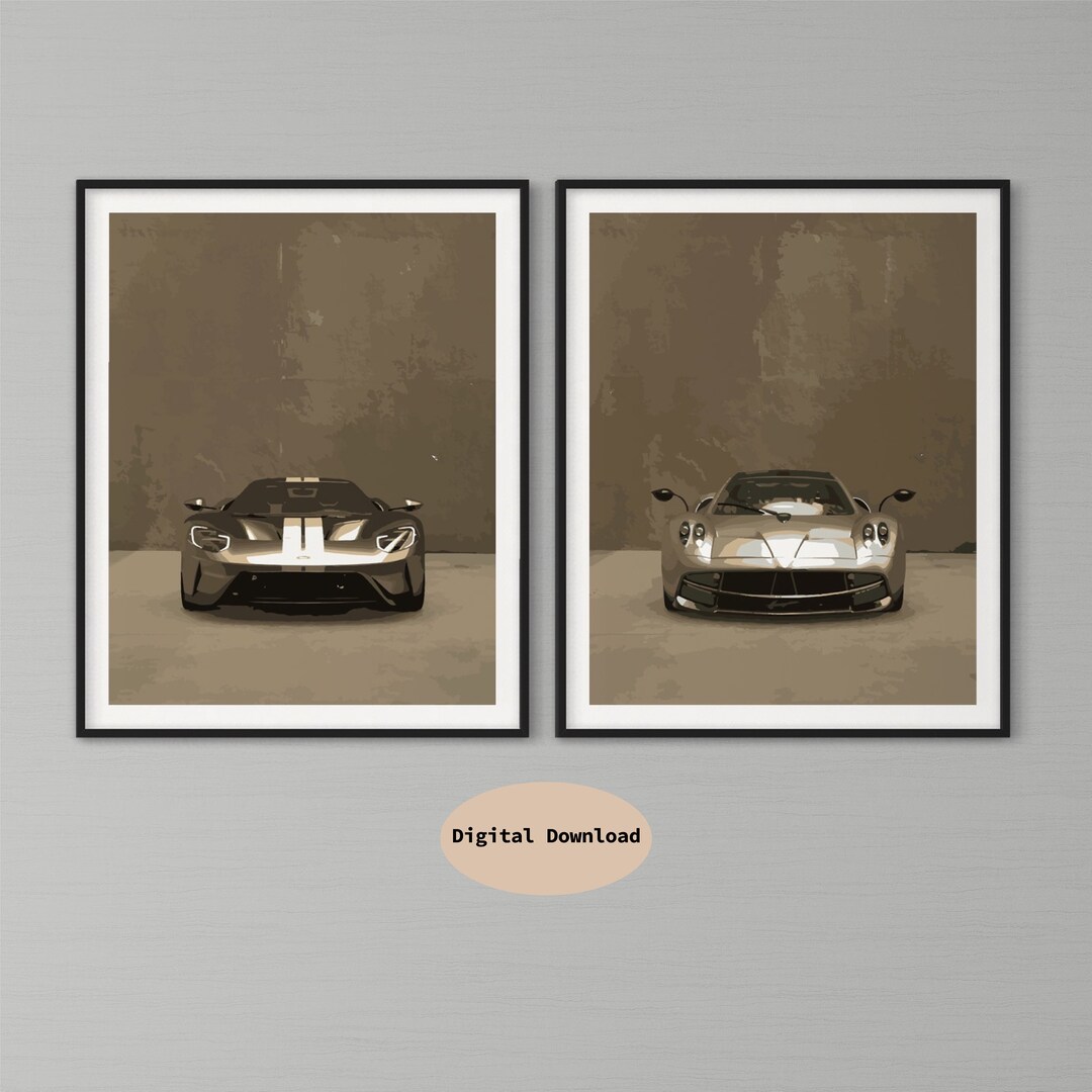 Hypercar Art Set of 2 Car Illustration Car Poster Digital Wall Art Boy ...