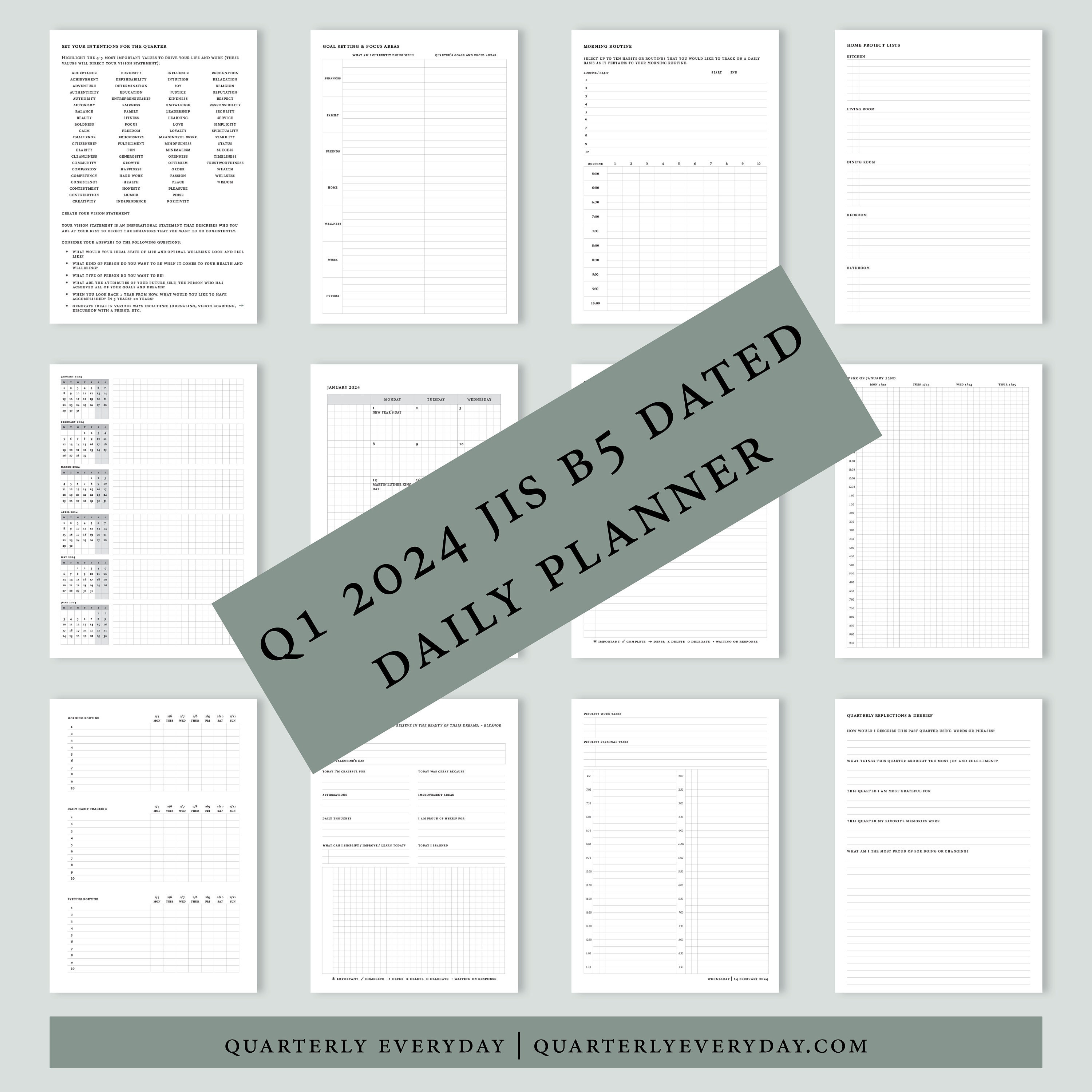 B5 JIS Q1 2024 Printable Daily Planner - Etsy UK