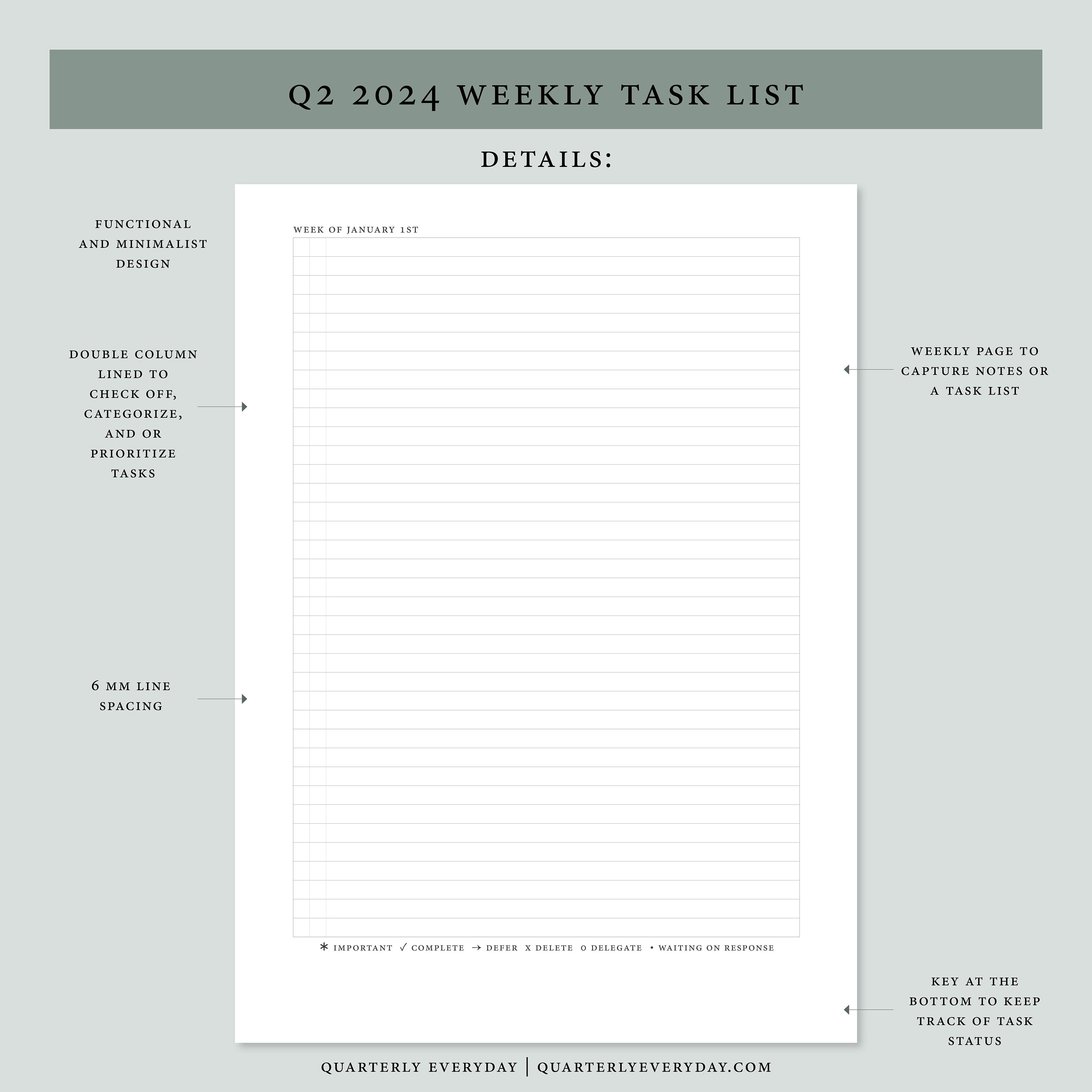 US Letter Q2 2024 Printable Daily Planner - Etsy