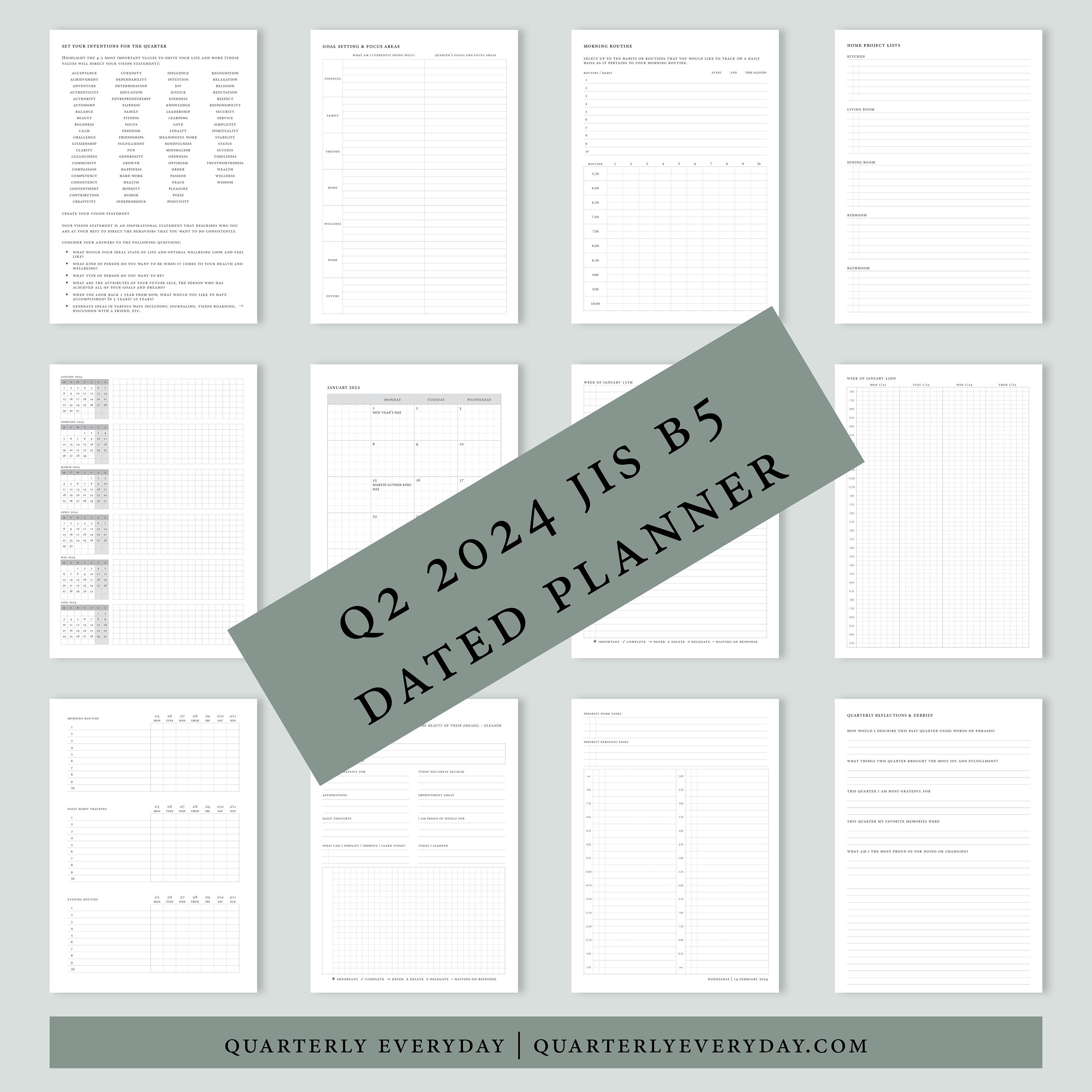 B5 JIS Q2 2024 Printable Daily Planner - Etsy