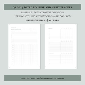 Q1 2024 Dated Routine and Habit Tracker, Printable Planner, Functional ...