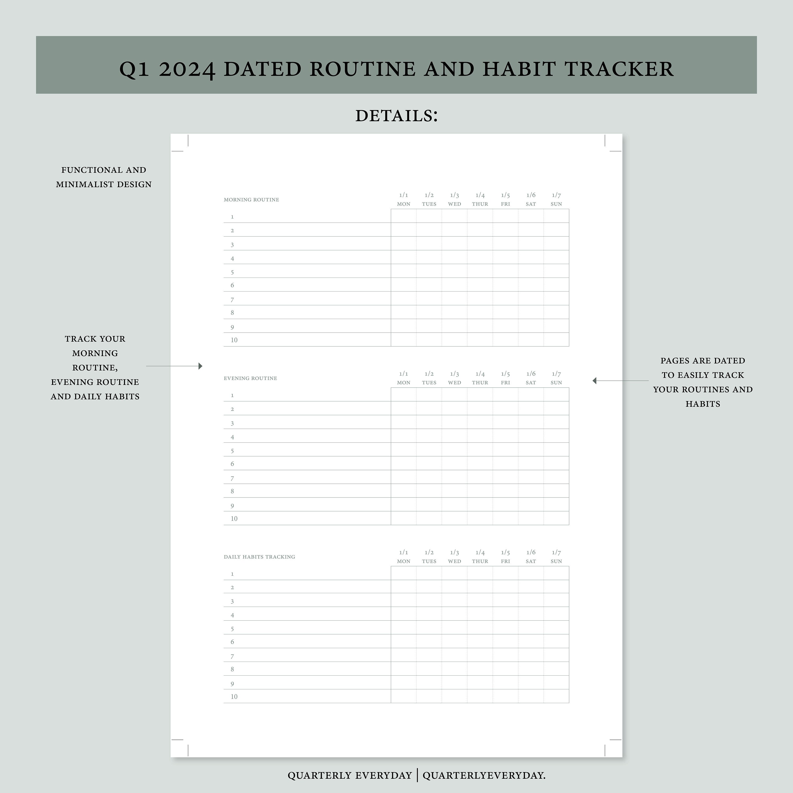 Dated Habit Tracker Q1 2024 Printable Planner JIS B5, A4, A5 - Etsy ...