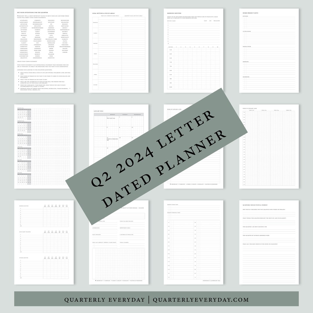 US Letter Q2 2024 Printable Daily Planner - Etsy