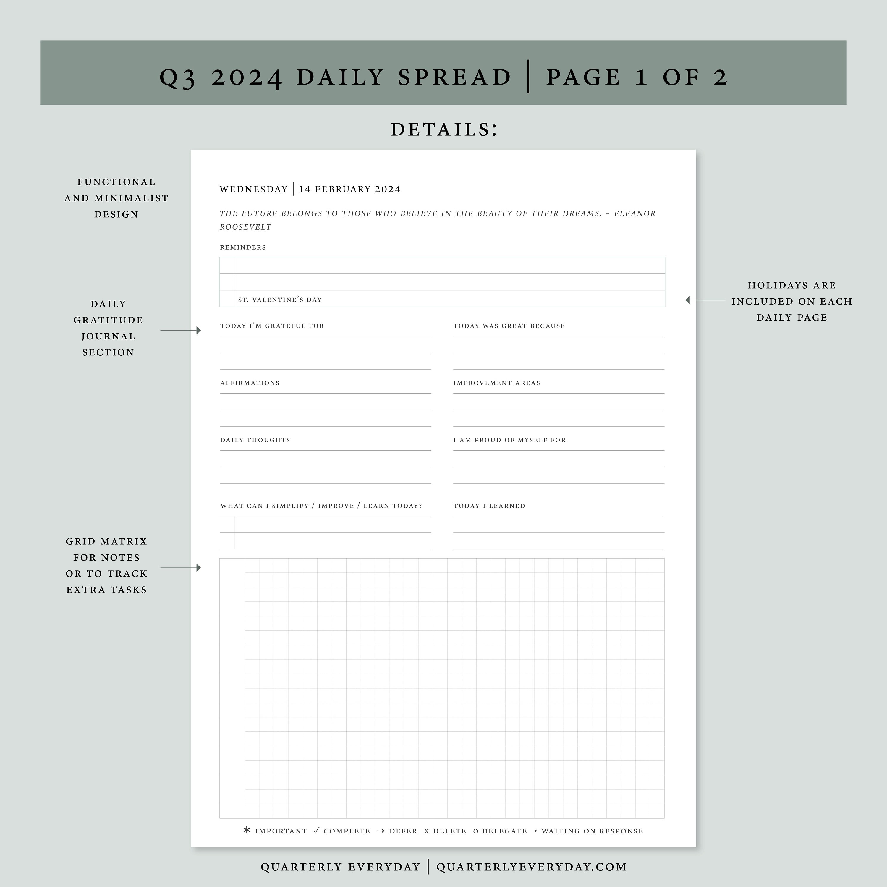 A4 Q3 2024 Printable Daily Planner - Etsy