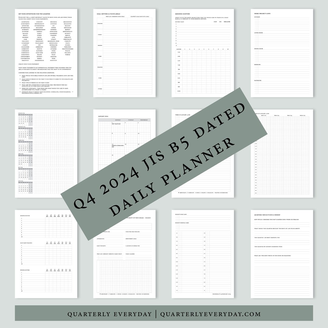 B5 JIS Q4 2024 Printable Daily Planner - Etsy UK