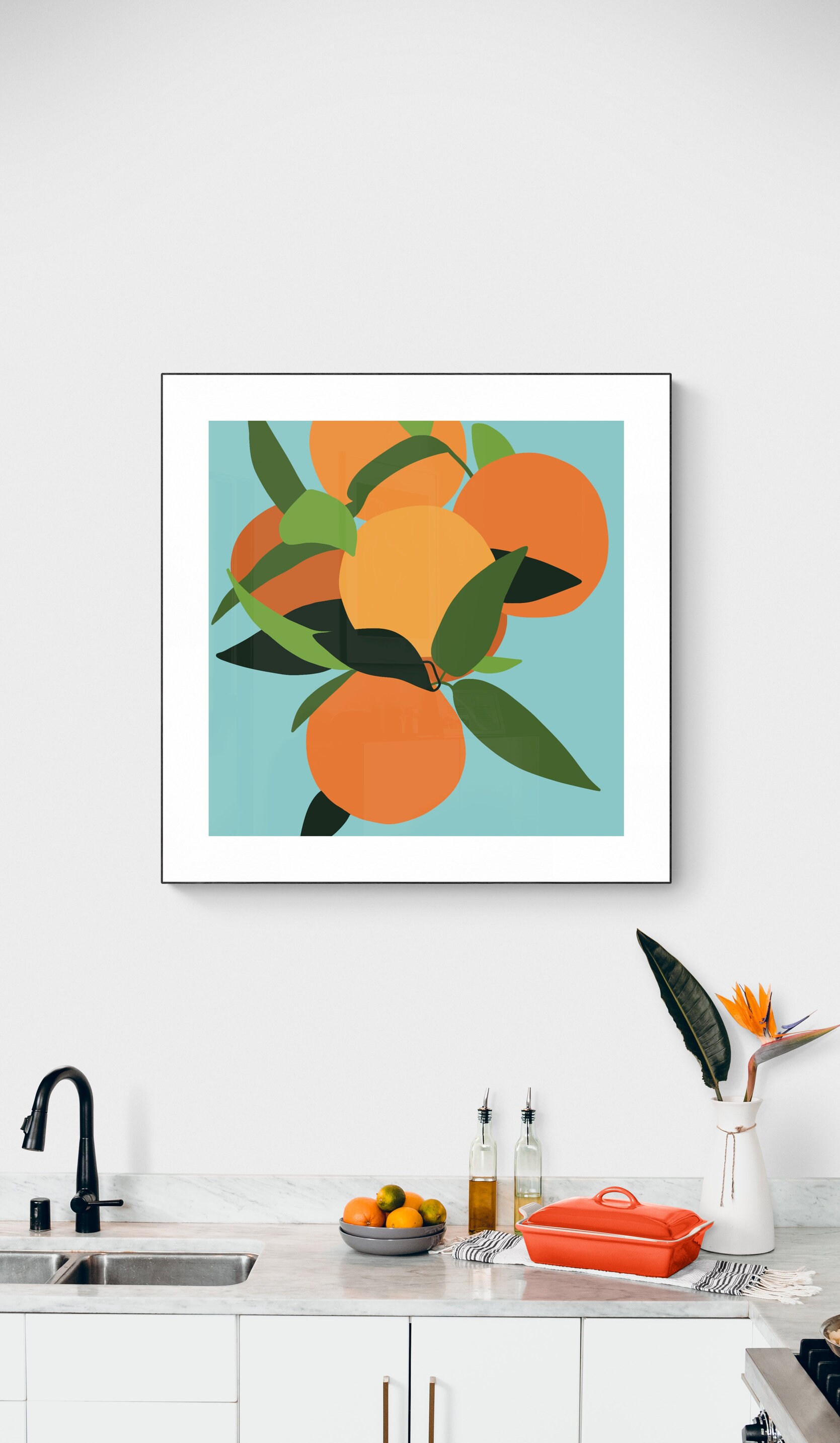 Wall Art Orange Tree Art Print Minimalist Downloadable Art Print Orange ...